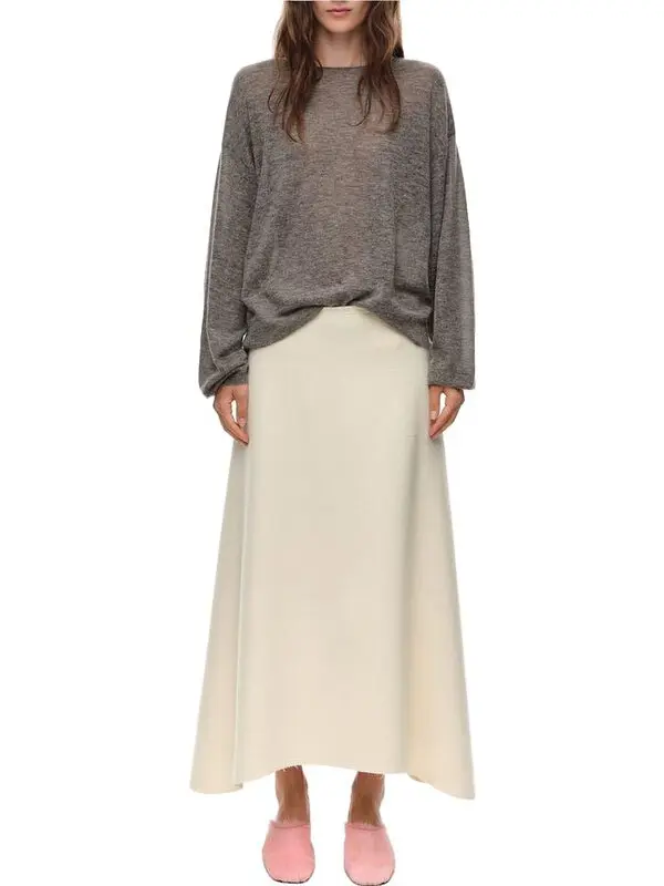 Bimba Y Lola Double-face Wool A-line Midi Skirt - Ivory