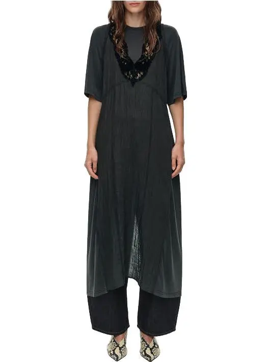 Bimba Y Lola Lace Bib Midi Dress - Washed Black