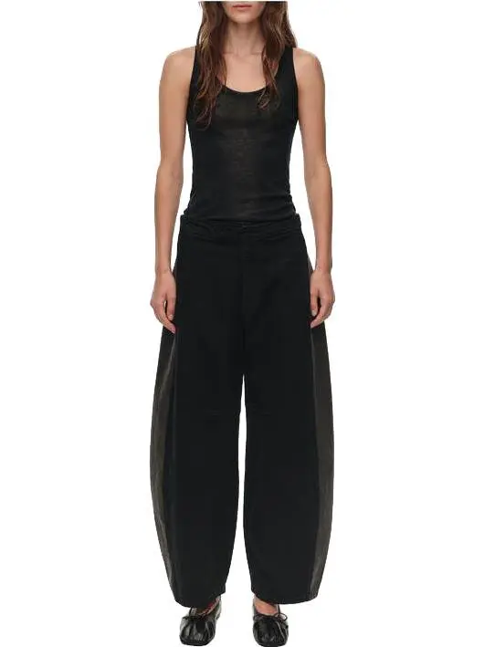 Bimba Y Lola Two-tone Adjustable Waist Denim Trousers - Black