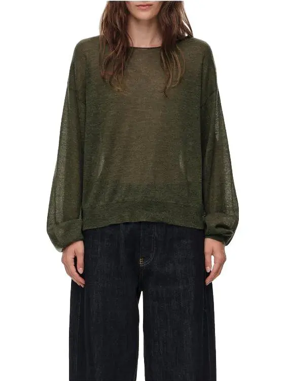 Bimba Y Lola Wool Blend Crew Neck Sweater - Khaki