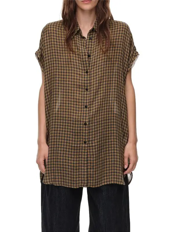 Bimba Y Lola Checked Dropped-shoulder Shirt - Ochre