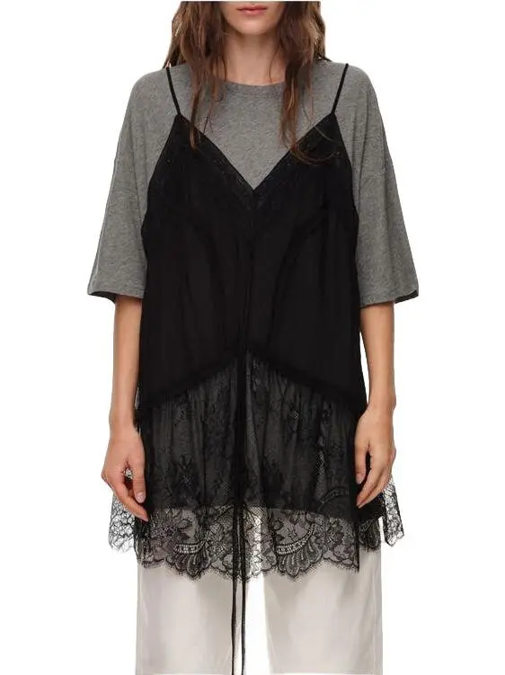 Bimba Y Lola Fluid Layer T-shirt - Melange Grey