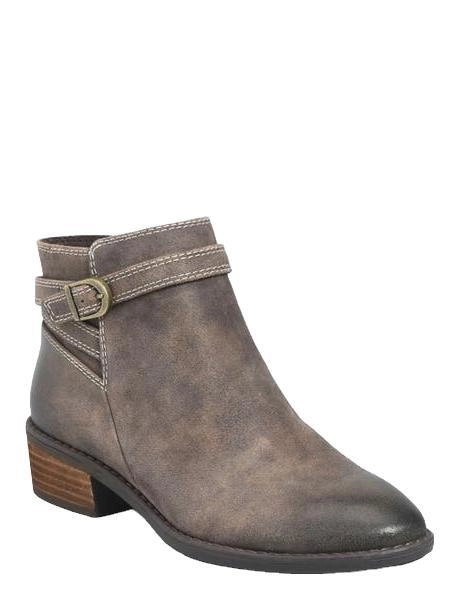 COMFORTIVA Cherryl Leather Bootie With Buckle Detail - Dark Brown