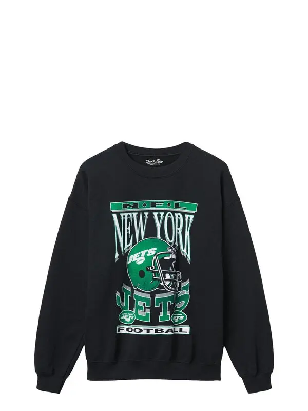 Junk Food New York Jets Helmet Graphic Crewneck Sweatshirt - Black