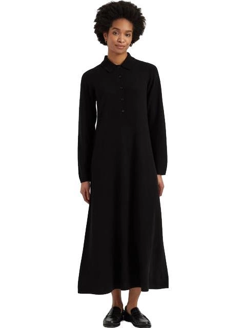 Chinti & Parker Wool-cashmere A-line Polo Dress - Black