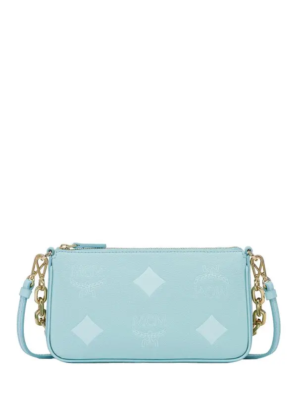 Mcm Medium Aren Chain Pouch In Visetos - Green