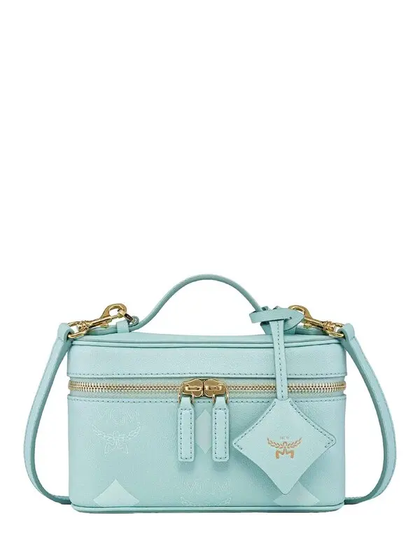 Mcm Mini Aren Vanity Case In Visetos - Green