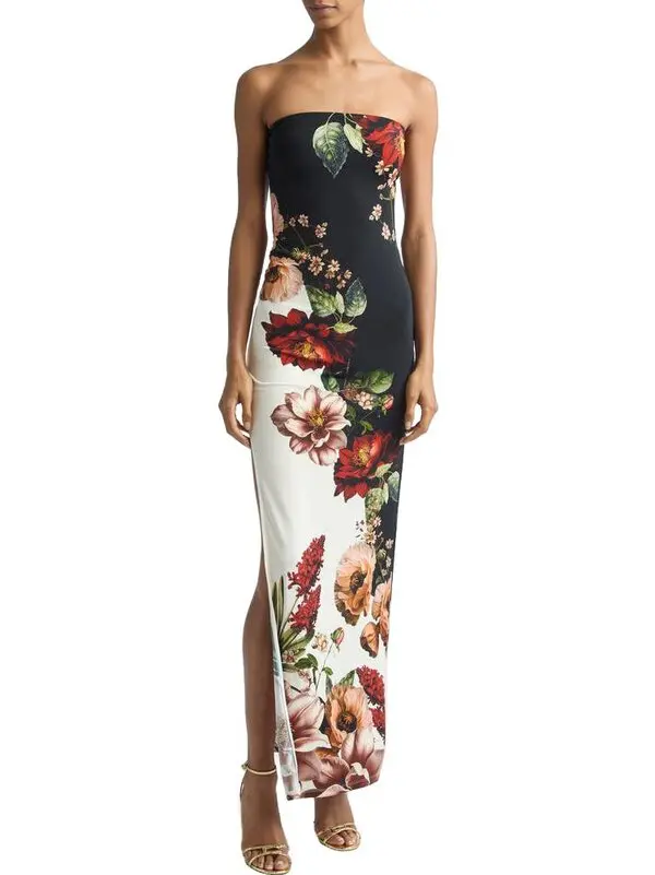 Alice + Olivia Strapless Floral Maxi Dress - Flrlrdianc