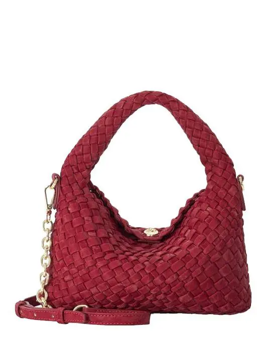 Dune London Woven Faux Leather Mini Crossbody Bag - Berry