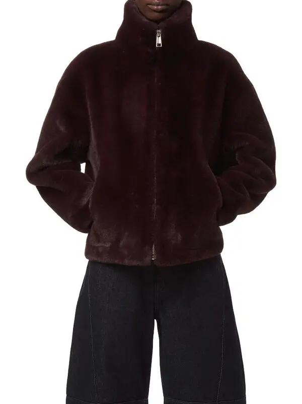 Apparis Brooks Faux Fur Coat - Burgundy