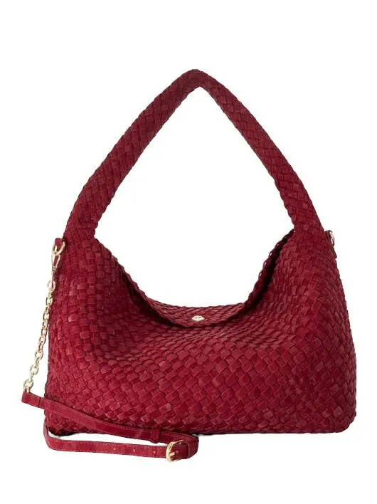 Dune London Deliberate Woven Hobo Bag - Berry