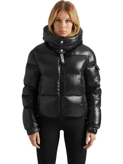 JACK1T High Collar Puffer Jacket - Black/stone