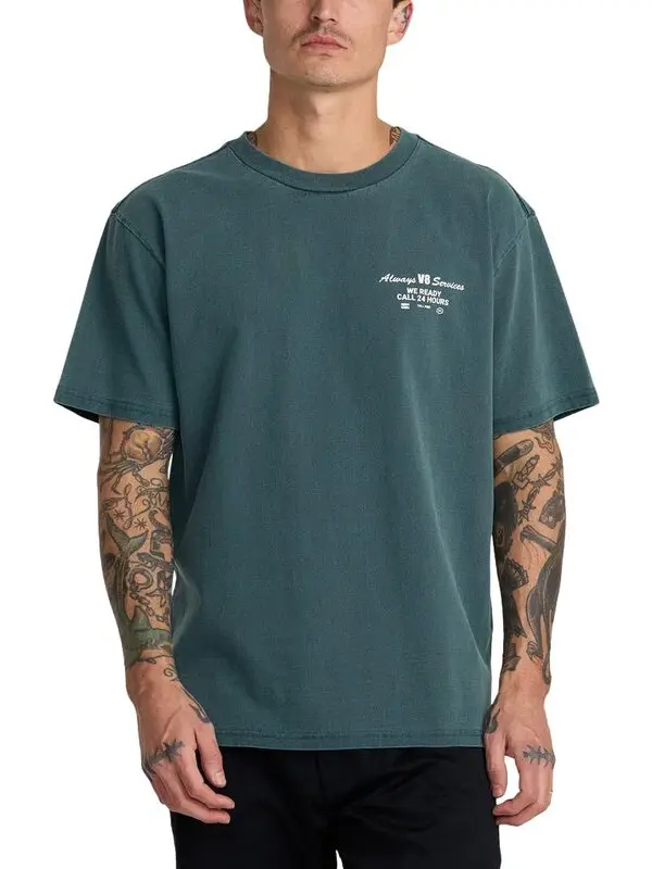 Rvca V8 Loose Fit Cotton Graphic T-shirt - Hunter Green