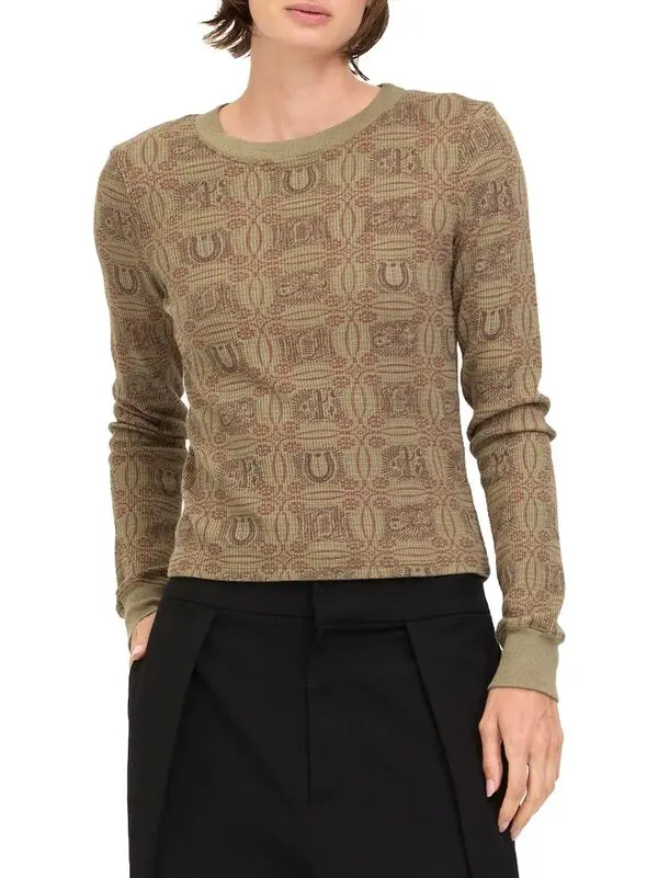 PROJECT SOCIAL T Western Graphic Long Sleeve Thermal T-shirt - Olive