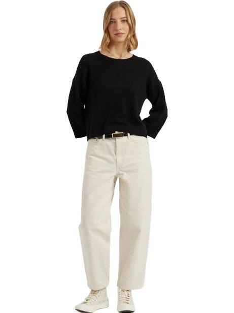Chinti & Parker Cloud Cashmere Cropped Sleeve Sweater - Black