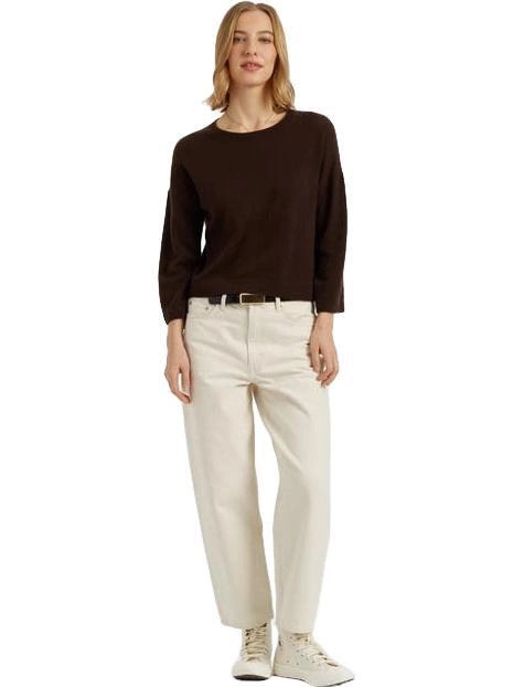 Chinti & Parker Cloud Cashmere Cropped Sleeve Sweater - Chocolate