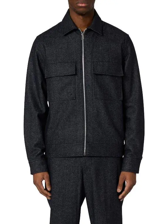 Paul Smith Zip Shirt Jacket In Deep Wash - Indigo