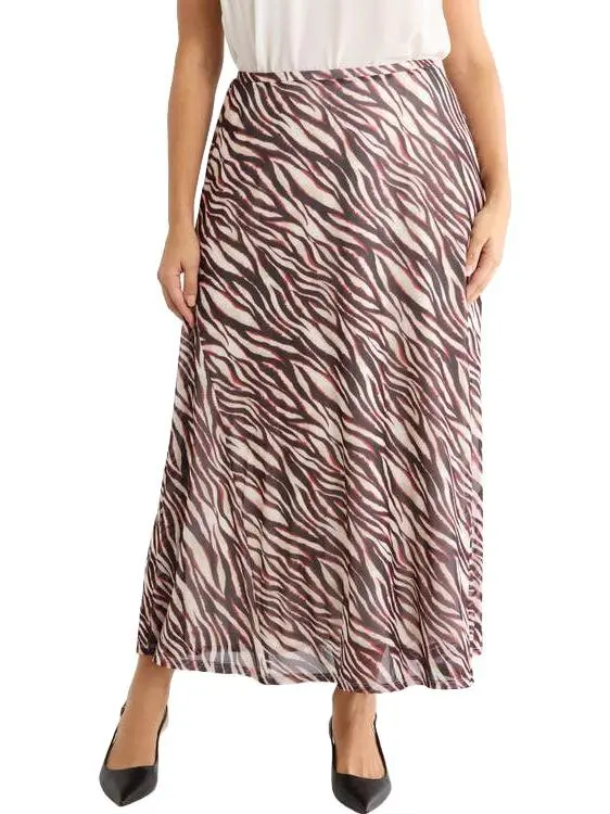 CITY BLUES Belle Seam Maxi Skirt - Parchment/cherry