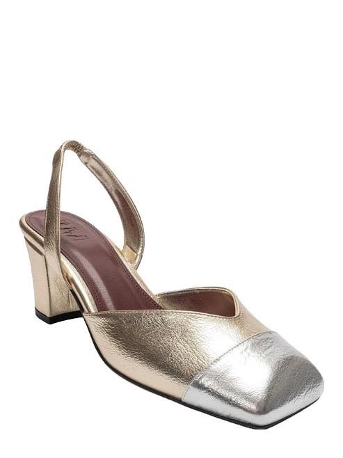 PROLOGUE SHOES Maruelle Block Heel Slingback Pumps - Gold