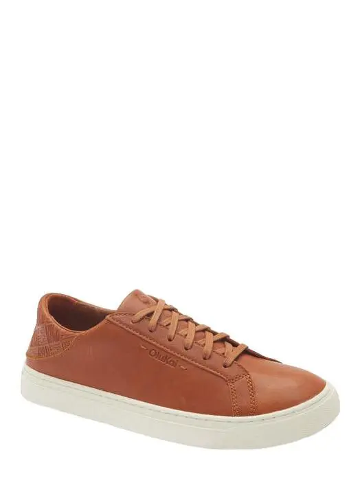 Olukai Kou Leather Sneakers With Embossed Detailing - Fox/fox