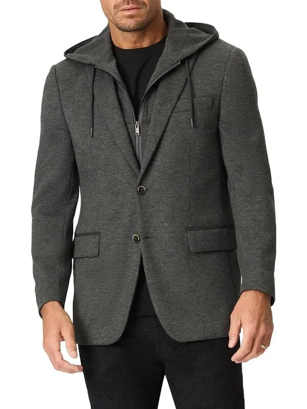 Robert Graham Voyager Knit Sport Coat With Removable Hooded Bib - Grey