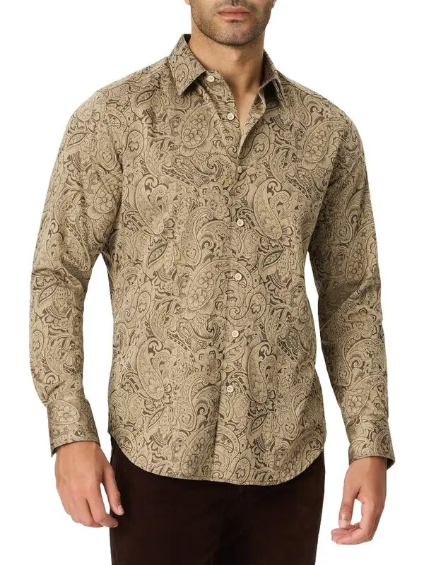 Robert Graham Hudson Stretch Button-up Shirt - Khaki