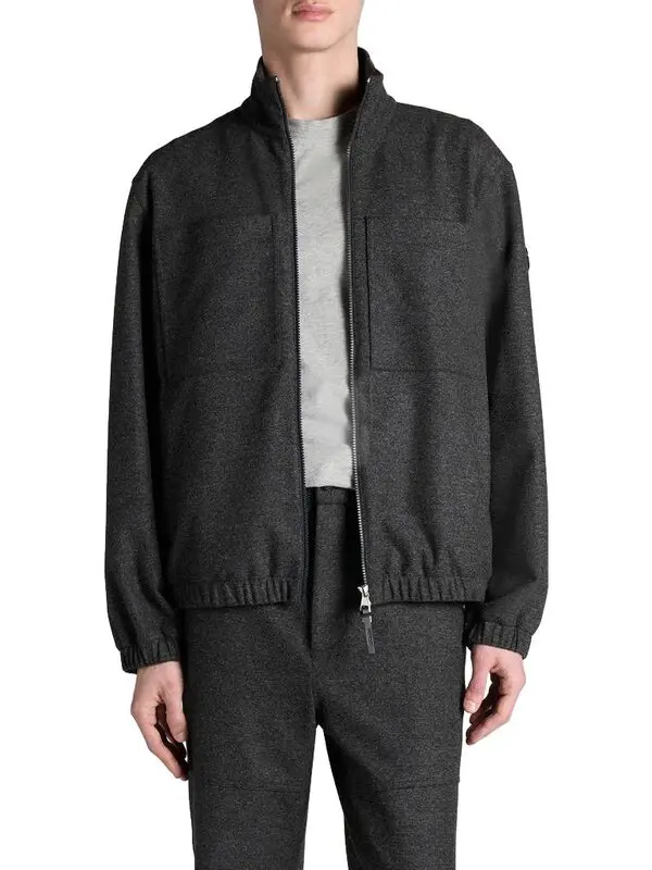 Moncler Zip-up Technical Blend Cardigan - Charcoal
