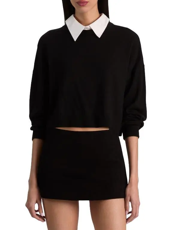 Alice + Olivia Rhett Wool Sweater With Detachable Collar - Black