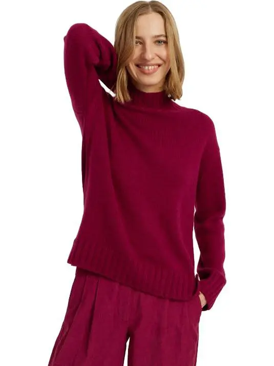 Chinti & Parker Pure Cashmere Funnel Neck Sweater - Cherry