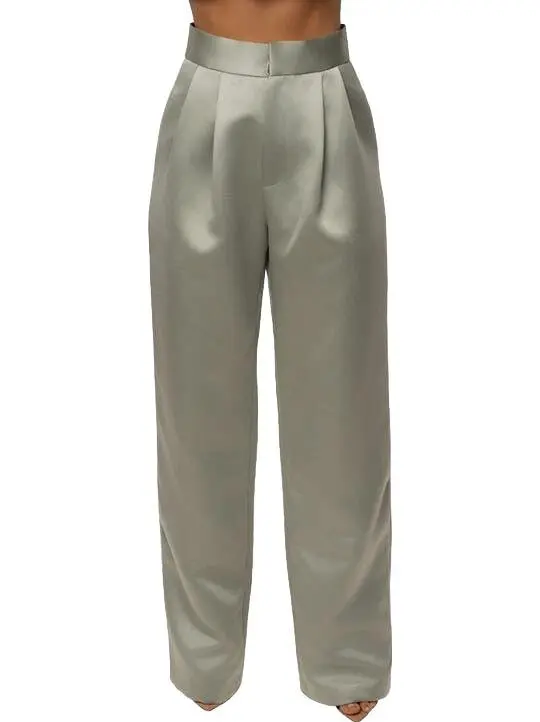 JLUXLABEL City Nights Satin Trousers - Sage