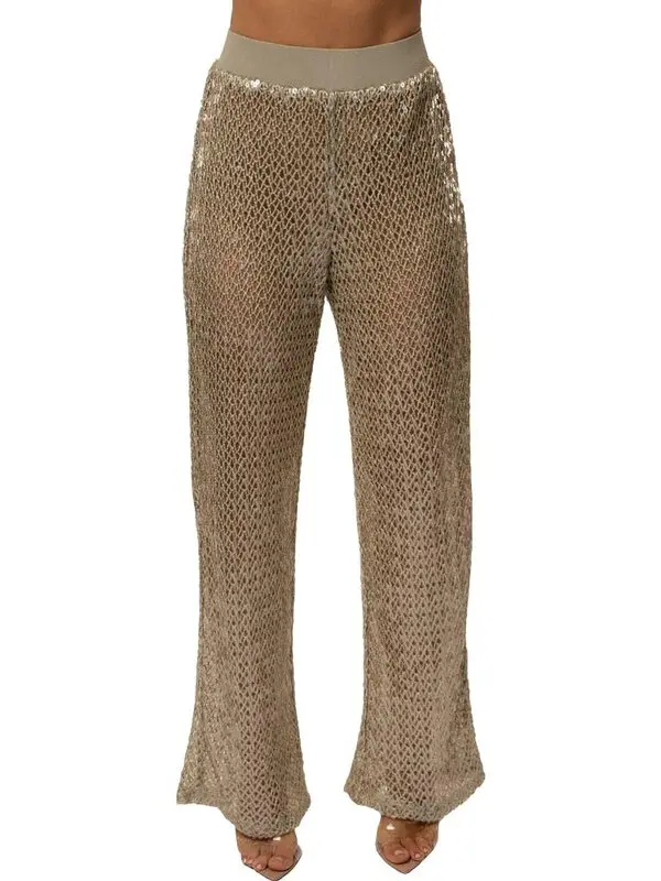 JLUXLABEL High Rise Sequin Wide Leg Pants - Sage