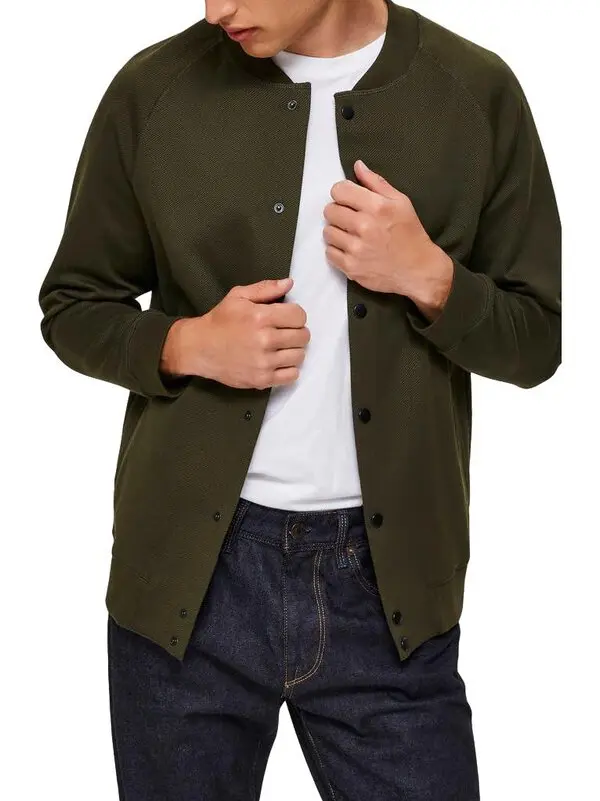 SELECTED Shayne Cotton Blend Bomber Jacket - Forest Night