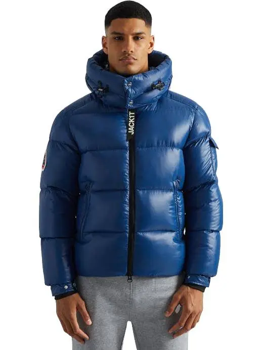 JACK1T Hooded Down Puffer Jacket - Blue Moon/black