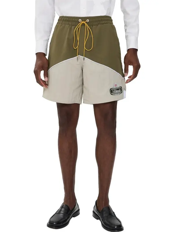 Rhude Desert Racing Track Shorts - Olive/grey