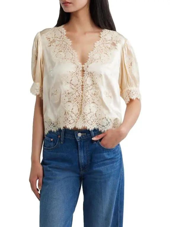 DÔEN Idella Lace Silk Top - Candlelight