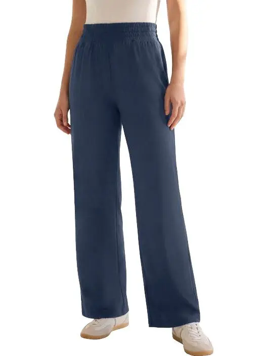 Roaman's Side Pocket Wide Leg Pull-on Pants - Navy