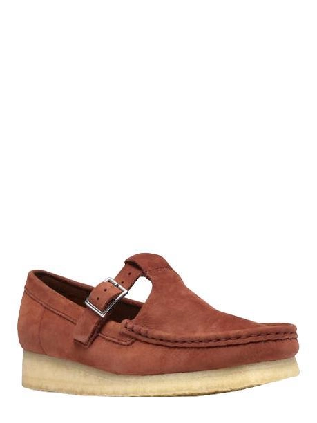 Clarks Wallabee T-bar Flat - Brown/chestnut