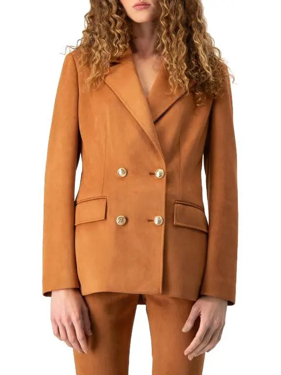 IVONNE Double-breasted Faux Suede Blazer - Chedron