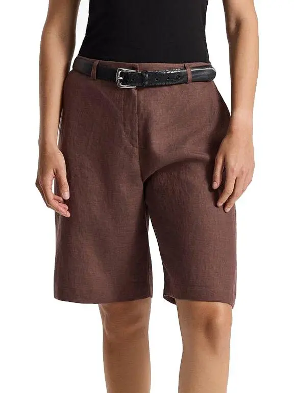 Ronen Chen High Waist Tailored Shorts - Brown