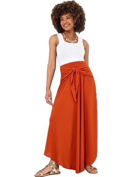 JOE BROWNS Tie Waist Maxi Skirt - Rust