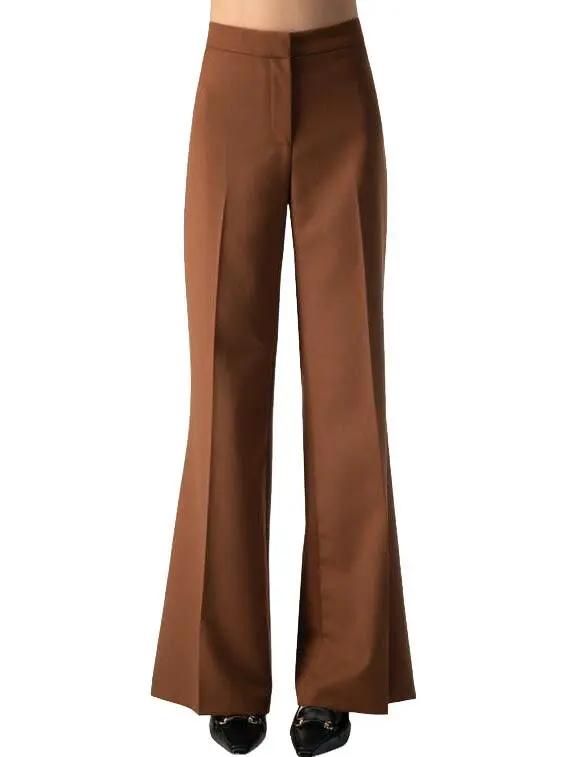 IVONNE High-rise Semi-flare Pants - Chedron