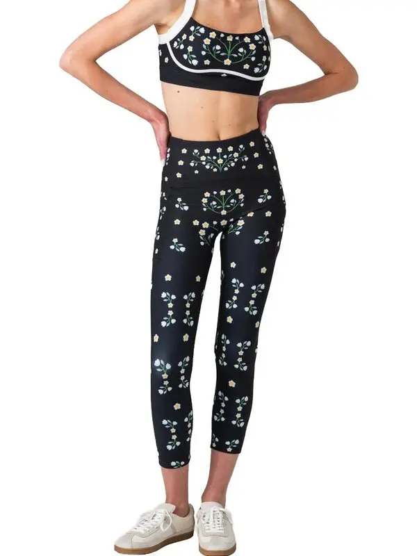 JESSIE ZHAO NEW YORK Night Garden High-waisted 7/8 Leggings - Black