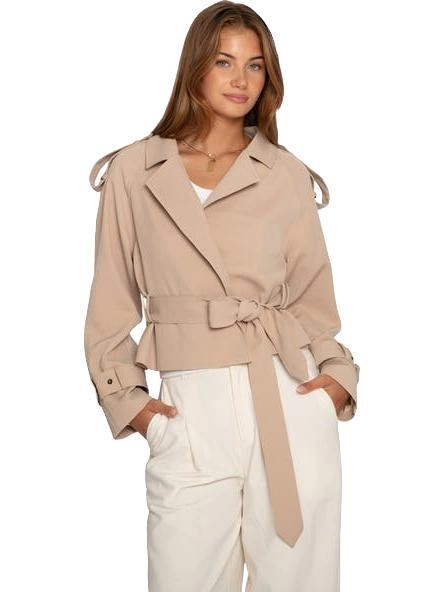 BELLE & BLOOM Cropped Trench Coat - Light Beige