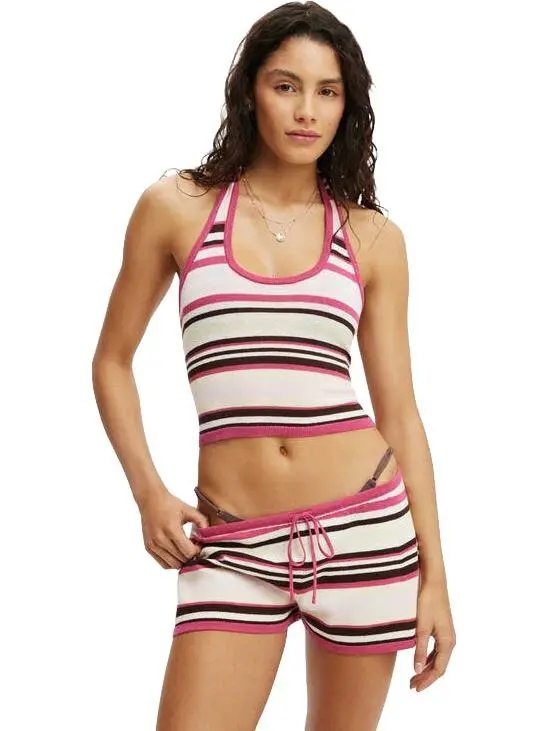 Cotton:on Maya Knit Halter Top - Boho Stripe Pink