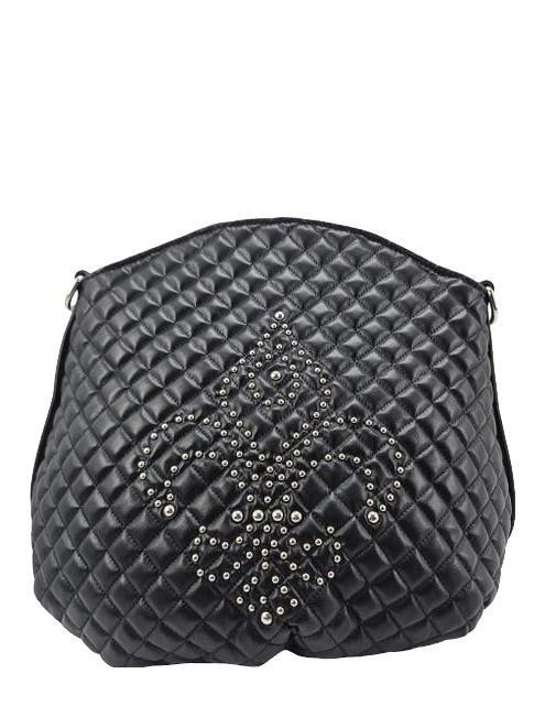 MADISON MAISON Quilted Fleur De Lis Shoulder Bag - Navy