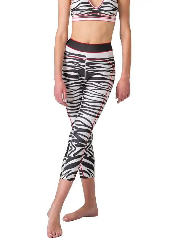 JESSIE ZHAO NEW YORK Zebra Stripe High-waisted 7/8 Leggings - White