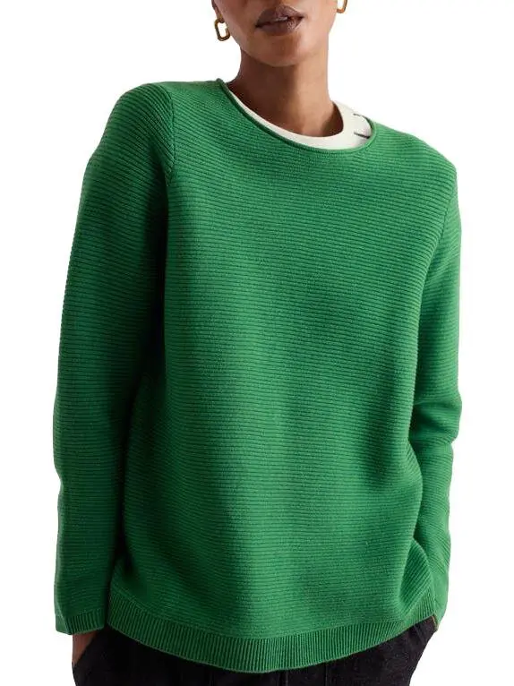 SEASALT CORNWALL Ribbed Crewneck Sweater - Pea Pod