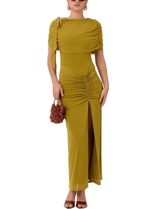 Rachel Rachel Roy Mesh Capelet Midi Dress - Ecru Olive