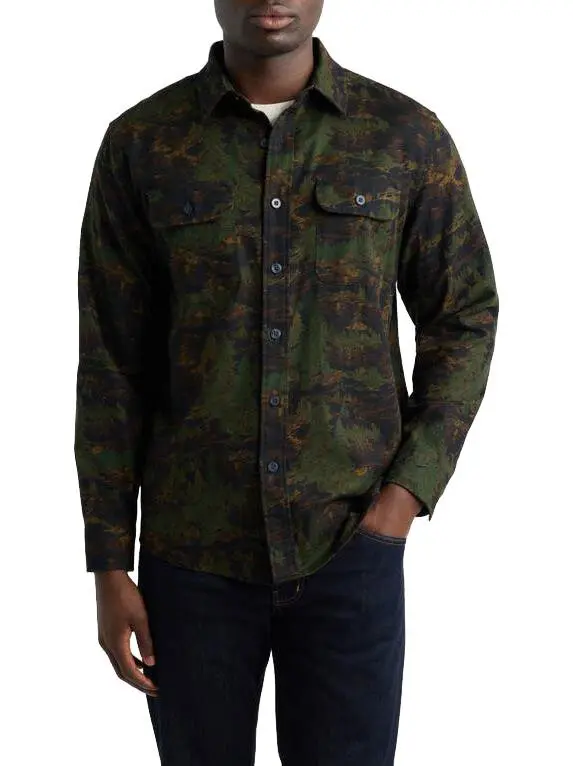 Pendleton Tanner Twill Long Sleeve Button Up Shirt - Valley Navy/green
