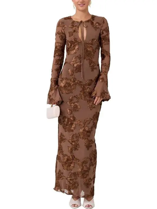 Rachel Rachel Roy Juliet Long Sleeve Floral Soutache Maxi Dress - Umber